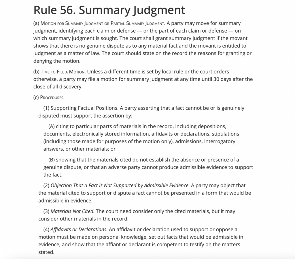 Explained: What is "Rule 56. Summary Judgment" ? - Realworldfare