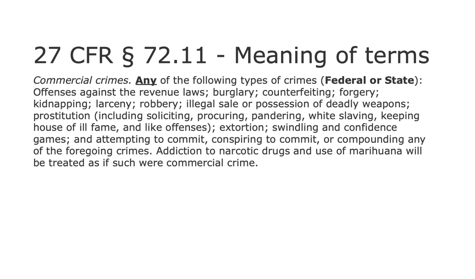 How Most Crimes are "Commercial" in nature under U.S. Law, Statutes ...