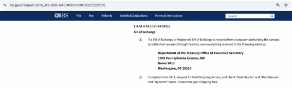 The IRS and Bills of Exchange: Legal Tender and/or 'Tender of Payment ...