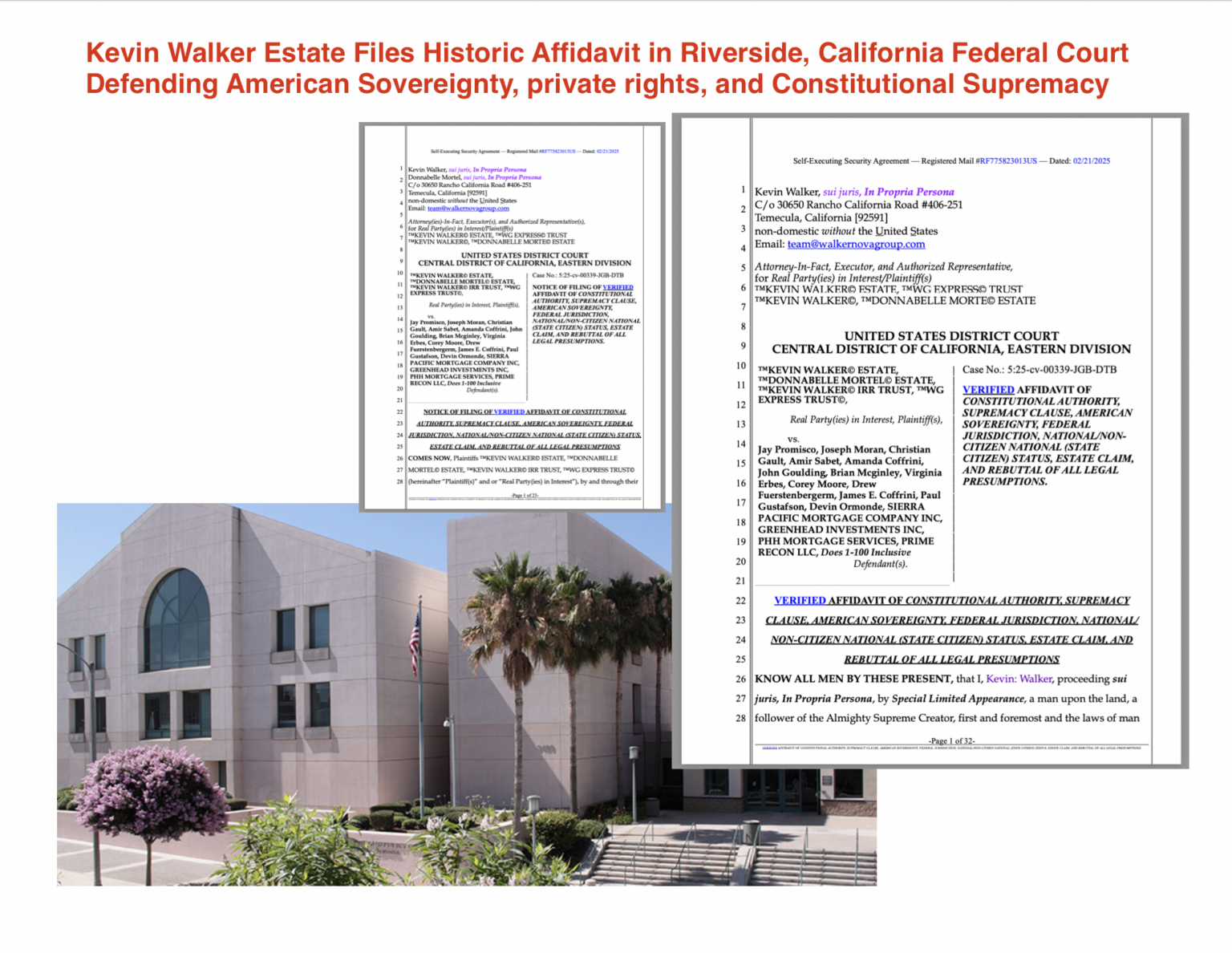 Kevin Walker Estate Files Historic Affidavit in Federal Court Defending ...